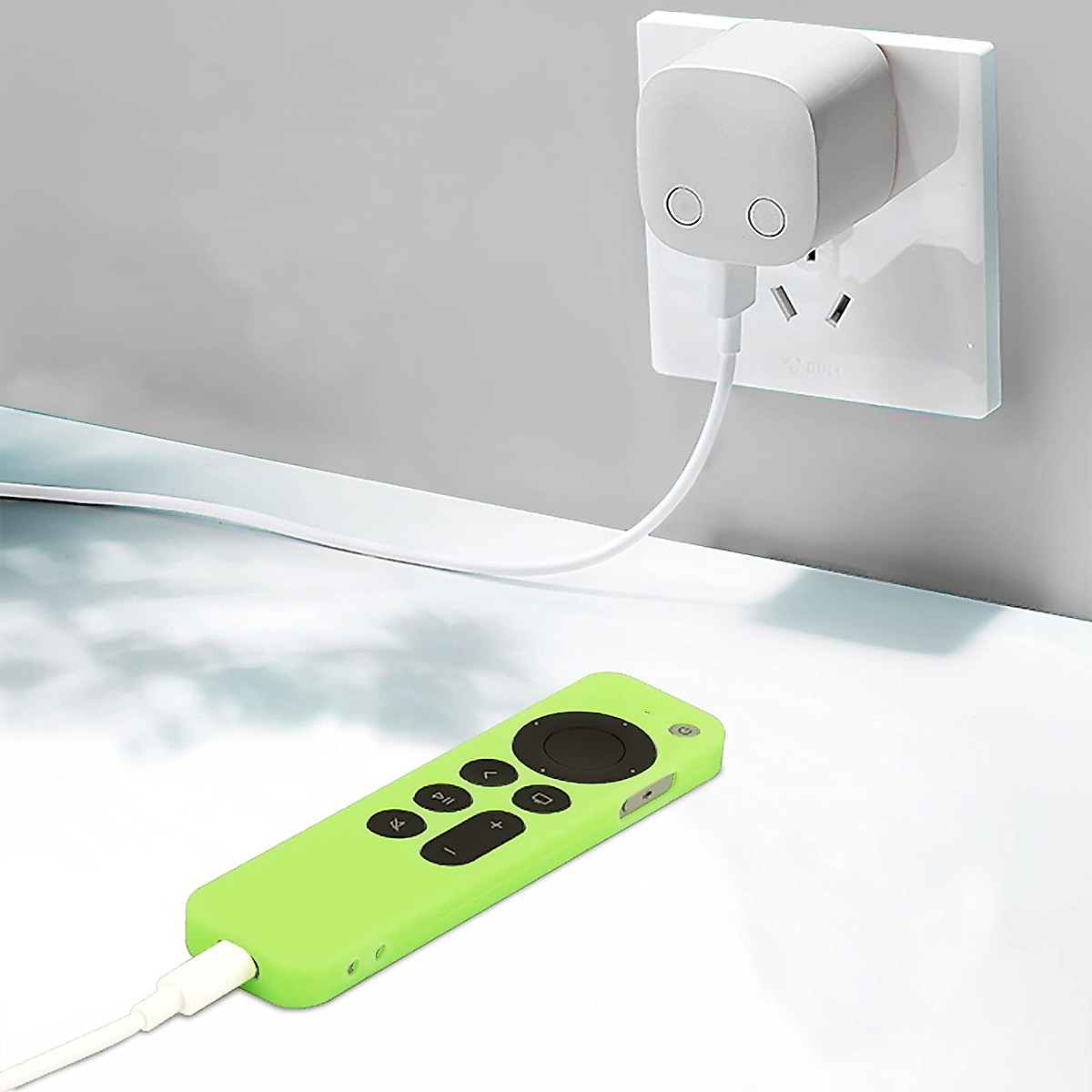 LEFXMOPHY Glow Green Remote Case Cover Replacement for New Apple 4k TV Siri 2nd 2021 Series 6 6th Generation/Siri 3rd 7 7th Gen 2022 Remote, Silicone Skin Glow in Dark with Lanyard