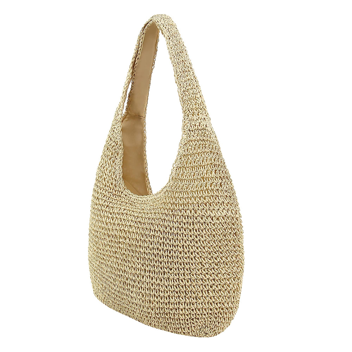 Naimo Women Straw Bag Woven Fishing Net Tote Handbag Rattan Shoulder Bag Weaving Straw Travel Beach Bag