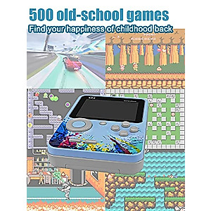 Fadist Handheld Game Console, Retro Mini Game Console with 500 Classic Games, 3.0 inch Screen, Rechargeable Battery, Portable Game Console, Support TV, Ideal Gift for Kids, Friend, Lover