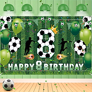 Soccer 8th Birthday Party Decorations Soccer Happy 8th Birthday Banner for Boys Kids Teens Large Sport Themed Birthday Banner for Soccer Football 8th Birthday Anniversary Party Supplies