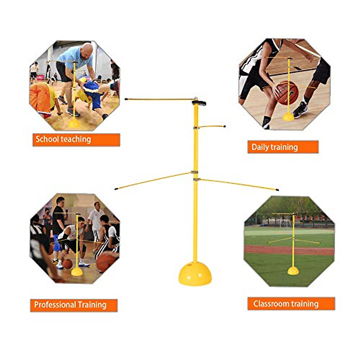 Retyion Kids Basketball Training Equipment Dribble Stick Adjustable Height Basketball Dribble Trainer for Indoor Outdoor