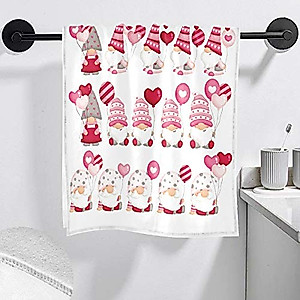 Exnundod Pink Gnomes Set Hand Bath Towel 16x30in, Spring Mother's Day Soft Absorbent Face Towel Washcloths for Home Decorative Holiday Gifts
