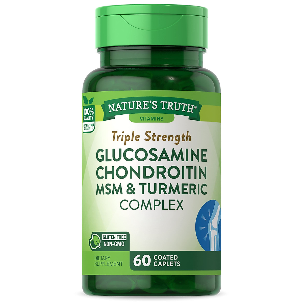 Glucosamine Chondroitin MSM Complex | 60 Caplets | Triple Strength Supplement with Turmeric | Non-GMO and Gluten Free Supplement | by Nature's Truth