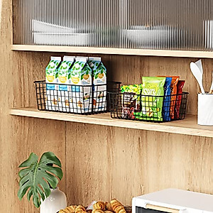 Wire Baskets, Warmfill 6 Pack Wire Storage Baskets Pantry Organization and Storage Metal Basket Bin for Shelf Pantry Kitchen Cabinet, Black (2 Small, 2 Medium, 2 Large)