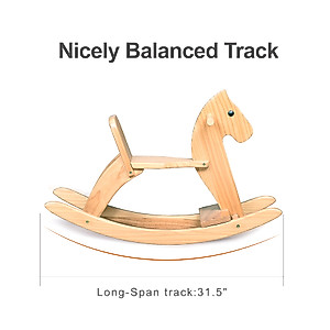 KRAND Wooden Rocking Horse Baby Ride On Toy for Toddler Rocking Horse Classic Design with Pedal and Safe backrest for Toddlers (Pink)