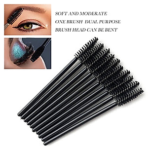 GUMIKE 100 Pcs Disposable Eyelash Mascara Brushes for Eye Lashes Extension Eyebrow and Makeup (Black)