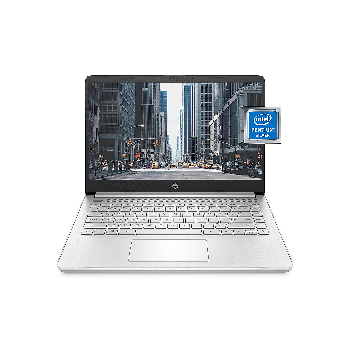 HP 14 inch Laptop, Intel Pentium Silver N5030 Processor, Intel UHD Graphics, 128 GB SSD, Windows Window 11 in S Mode (14-dq0090nr, Natural Silver)