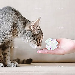 AUEAR, 20 Pack Dye Free Crinkle Balls 2" Mylar Crinkle Balls Sounds Shiny Kitty Glitter Balls for Cats