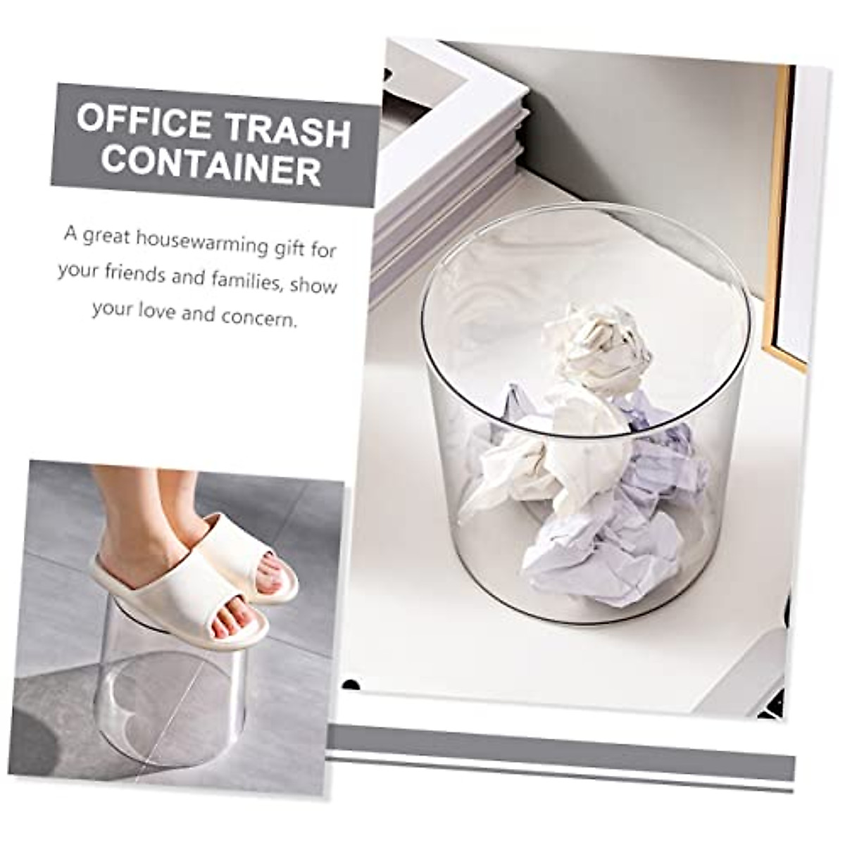 Zerodeko 2pcs Transparent Trash Can Clear Container Desk Containers Office Trash Can Clear Trash Can Clear Waste Can Recycling Trash Can Kitchen Waste Bin Trash Storage Can Home Supplies