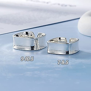 OAYAO Sterling Silver Rings for Women Men, Unisex Wide Band Thumb Ring, Handmade Chunky Silver Rings Aesthetic, Adjustable Jewelry Signet Rings for Men Size 9-10.5