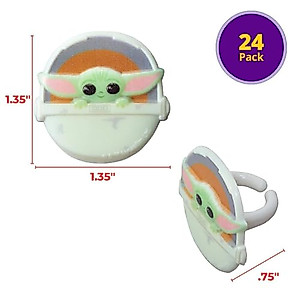 DECOPAC Star Wars The Mandalorian The Child Rings, Cupcake Decorations, Food Safe Cake Toppers – 24 Pack