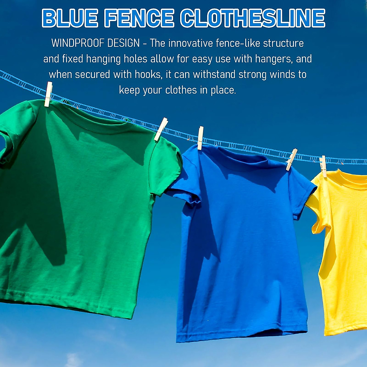 2 Pack Clothes Line Windproof Clothes Line with Hooks Portable Clothesline Travel Clothesline Non-Slip Nylon Clothesline for Hanging Clothes Outside(5m/16.4ft)