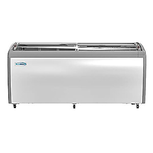 KoolMore MCF-20C Commercial Ice Cream Freezer Display Case with 6 Storage Baskets and Clear, Sliding Lid for Convenient Stores, Gas Stations, or Business Use, Large 20 cu. ft. Capacity, White