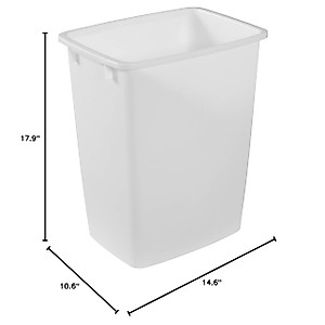RHP2806TPWHI Open-Top Wastebasket, Rectangular, Plastic, 9 gal, White