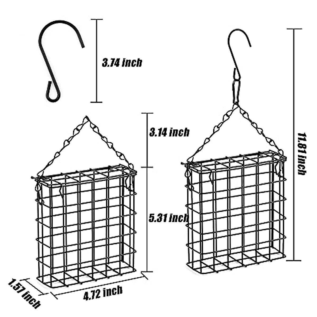 Shitailu 2Pcs Suet Bird Feeders, Outdoor Garden Cages, Suet Feeder for Outside Hanging, Wild Bird Feeder, Single Suet Cake Bird Feeders, One Suet Capacity