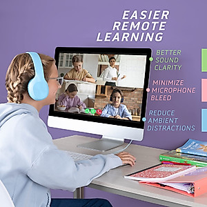 Classroom Headphones-Bulk 10-Pack, Student On Ear Comfy Swivel Earphones for Library, School, Airplane, Kids-for Online Learning and Travel, HQ Stereo Sound 3.5mm Jack (mixed Colors)