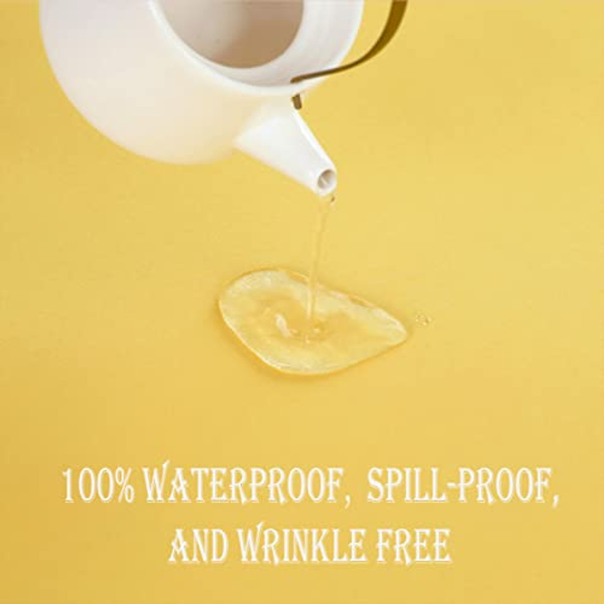 KAIPHO Yellow Round Tablecloth Waterproof Stain Resistant Wrinkle Free Table Cloth 210GSM Polyester Washable Wipeable Table Cover for Party, Banquet, Wedding, Indoor and Outdoor (48 inch, Circle)