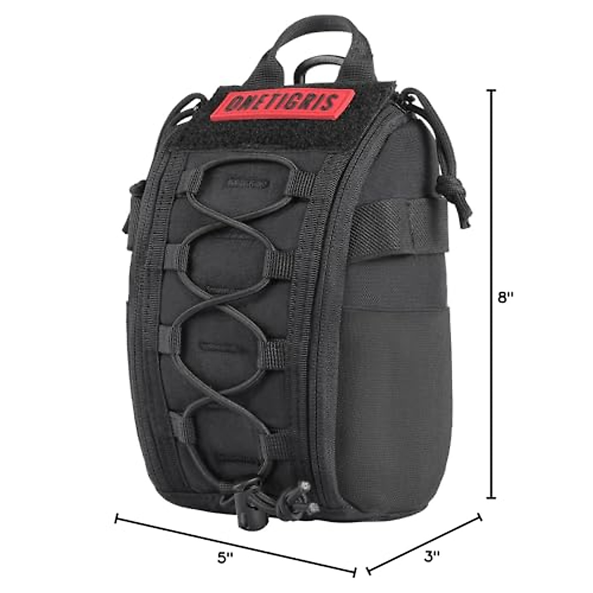 OneTigris IFAK Molle Pouch - Tactical First Aid Bag Medical Admin Pouches Trauma Kit Bag EMT MED Belt Backpack with D-Ring Hook for Outdoor Activities and Emergency Uses (Empty Bag)