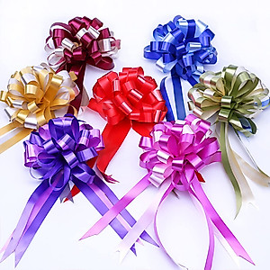 LINGAIXINYUE 24 Pieces 6inch Large Pull Bow Present Wrapping Pull Bow with Ribbon for Christmas Wedding Party Present Baskets Car Decorations
