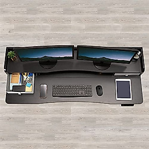 VIVO Electric 2-Tier Height Adjustable 60 x 24 inch Stand Up Desk, Mobile Table with Storage Drawers, Standing Workstation with Memory Controller, Casters, Dark Walnut Top, Black Frame, DESK-E-Y60SD