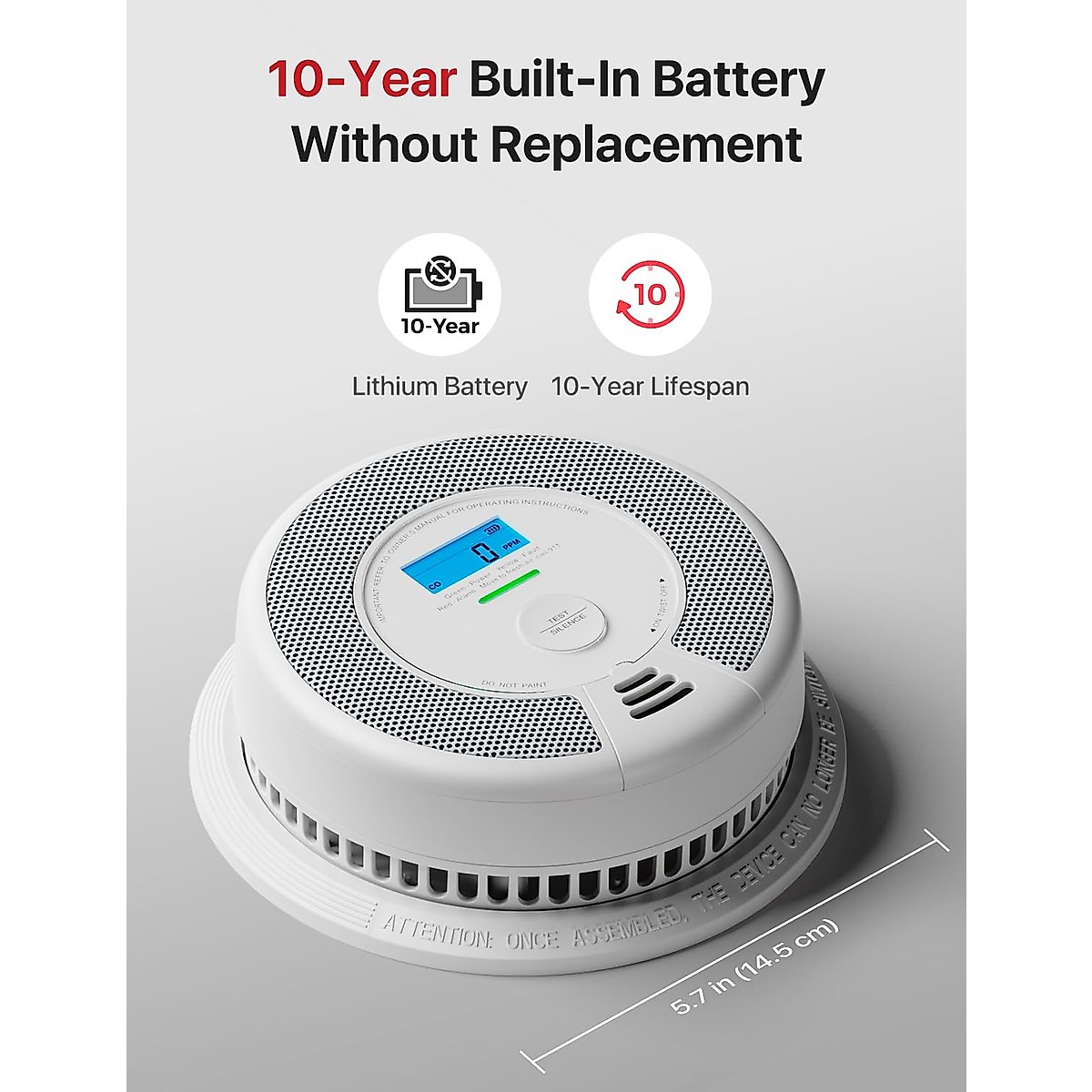 X-Sense Wireless Interconnected Combination Smoke and Carbon Monoxide Detector with LCD Display & 10-Year Battery, Over 820 ft Transmission Range, 6-Pack