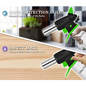 Spicy Dew Blow Torch - Creme Brulee Torch - Refillable Professional Chefs Culinary Kitchen Torch with Safety Lock and Adjustable Flame - Micro Butane Torch with Fuel Gauge - Cooking Food Torch