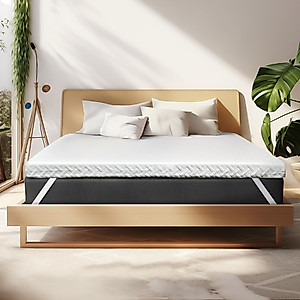Colvay 3 Inch Gel Memory Foam Mattress Topper King Size for Back Pain, Cooling Mattress Pad Bed Topper with Removable and Washable Bamboo Cover, CertiPUR-US & Oeko-Tex Certified – White