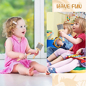 Nuanchu 5 Pcs Wooden Hand Percussion Instrument Set Mini Wooden Cabasa with Stainless Steel Breads Musical Latin Instrument Classical Wood Percussion Claves Rhythm Sticks Egg Shakers for Adult