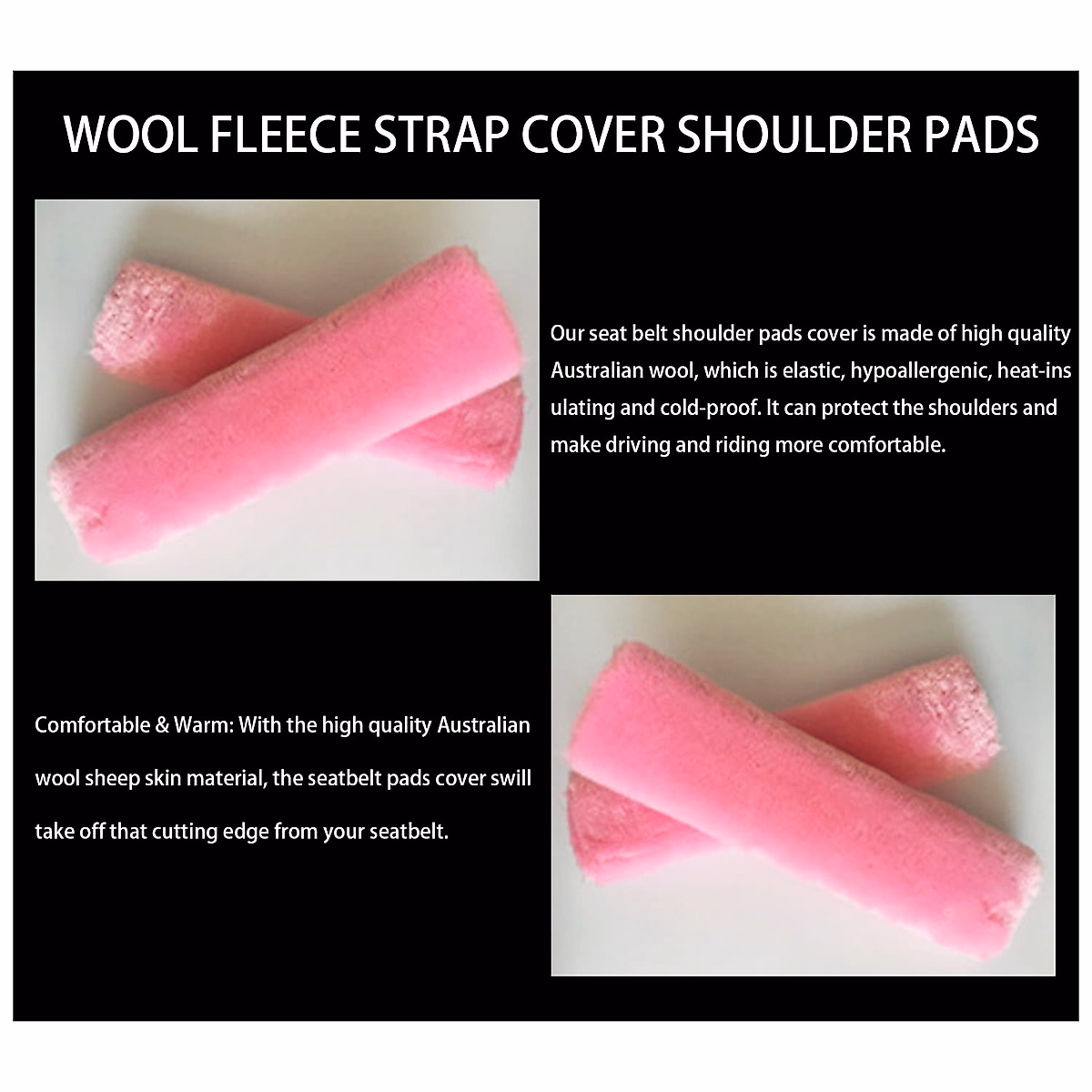 AICEL Soft Faux Sheepskin Car Seat Belt Cover, Shoulder Pad for Auto Seatbelt, Automotive Interior Accessories, Universal Cushion for Vehicles Camera Backpack Straps, Comfortable Driving (Pink)