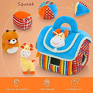 Plush Baby Soft Rattle Toys Hand Grab Sensory Shaker Farm Stuffed Animal Set