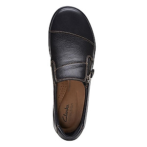 Clarks Women's Cora Harbor Loafer, Black Leather, 10 Wide