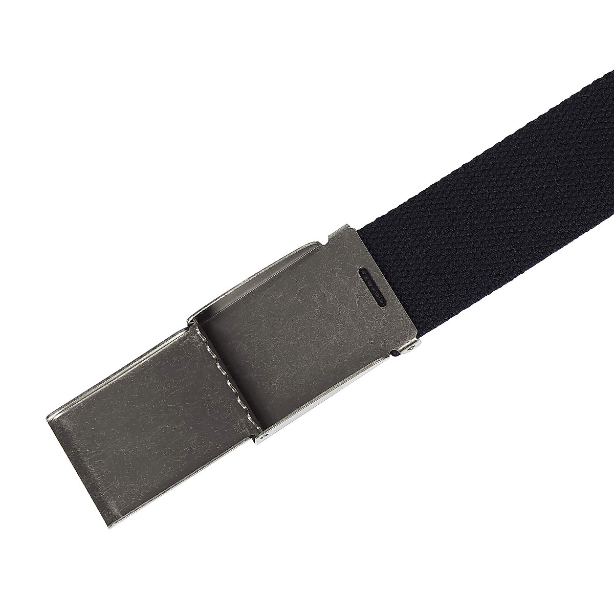 Mile High Life Canvas Web Belt | Cut to Fit Up to 52" | Flip-Top Matte Silver Nickel Buckle (Black)