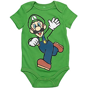 Super Mario Nintendo Luigi Mario Yoshi Infant Baby Boys 5 Pack Cuddly Short Sleeve Bodysuits Multi 12 Months