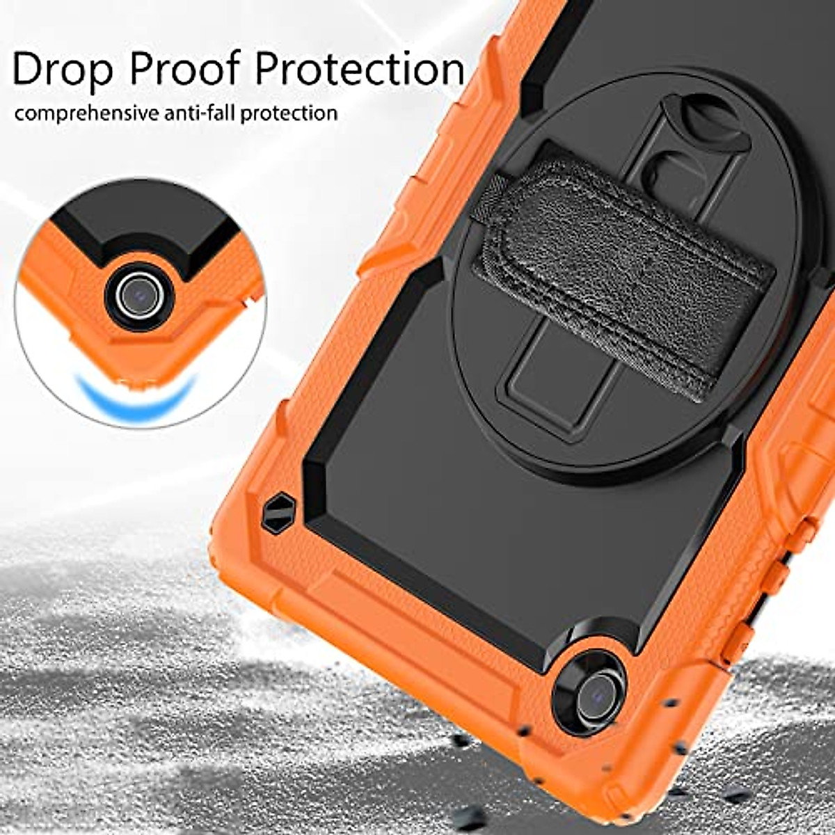 Case for Samsung Galaxy Tab A8 10.5 Inch 2022 Protective Shockproof Tablet Cover with Kickstand Hand/Shoulder Strap Pencil Holder for Samsung Galaxy SM-X200 SM-X205 (Orange)