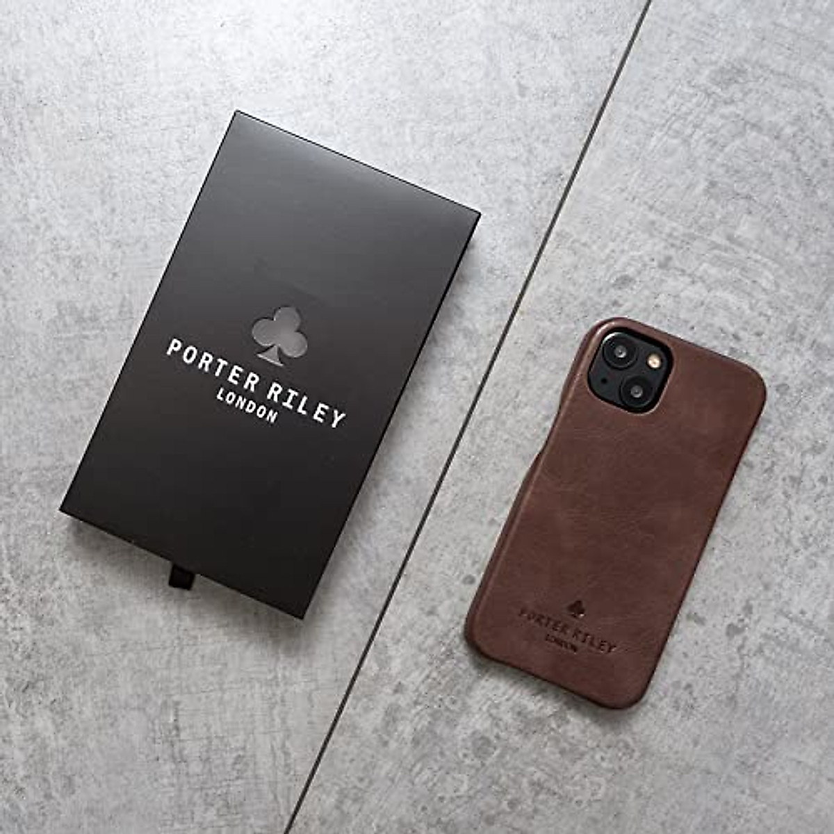 Porter Riley - Leather Case for iPhone 12 Mini (5.4"). Premium Genuine Leather Slimline Back Case (Chocolate Brown)