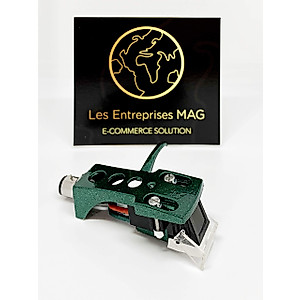 Cartridge and Stylus, needle and Green Headshell with mounting bolts for Technics SL-1200, SL-1210, SL-1600, SL-1610, SL-1700, SL-235, SL-23A, SL-B2, SL-B202, SL-B205, SL-B3