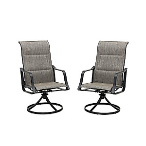 LOKATSE HOME 2 PCS Outdoor Patio Swivel Dining Set with Textilene High Back for Backyard Deck Lawn and Garden, Grey