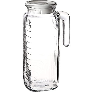Friwer Gelo Glass Jug With White Lid, Easy Pour Spout & Handle – For Water, Juice, Iced Coffee & Iced Tea, 41-Ounce (1.2 Liter)