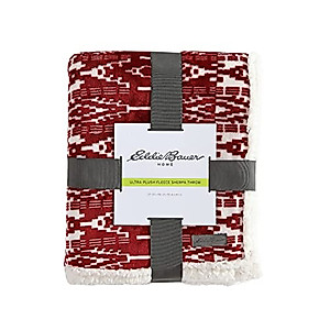 Eddie Bauer Ultra-Plush Collection Throw Blanket-Reversible Sherpa Fleece Cover, Soft & Cozy, Perfect for Bed or Couch, San Juan Red Clay