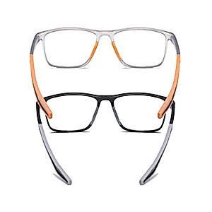 JOON-joon Reading Glasses Men 2 Pairs Sports Style Comfortable and Flexible Blue Light Blocking Readers for Men+2.0