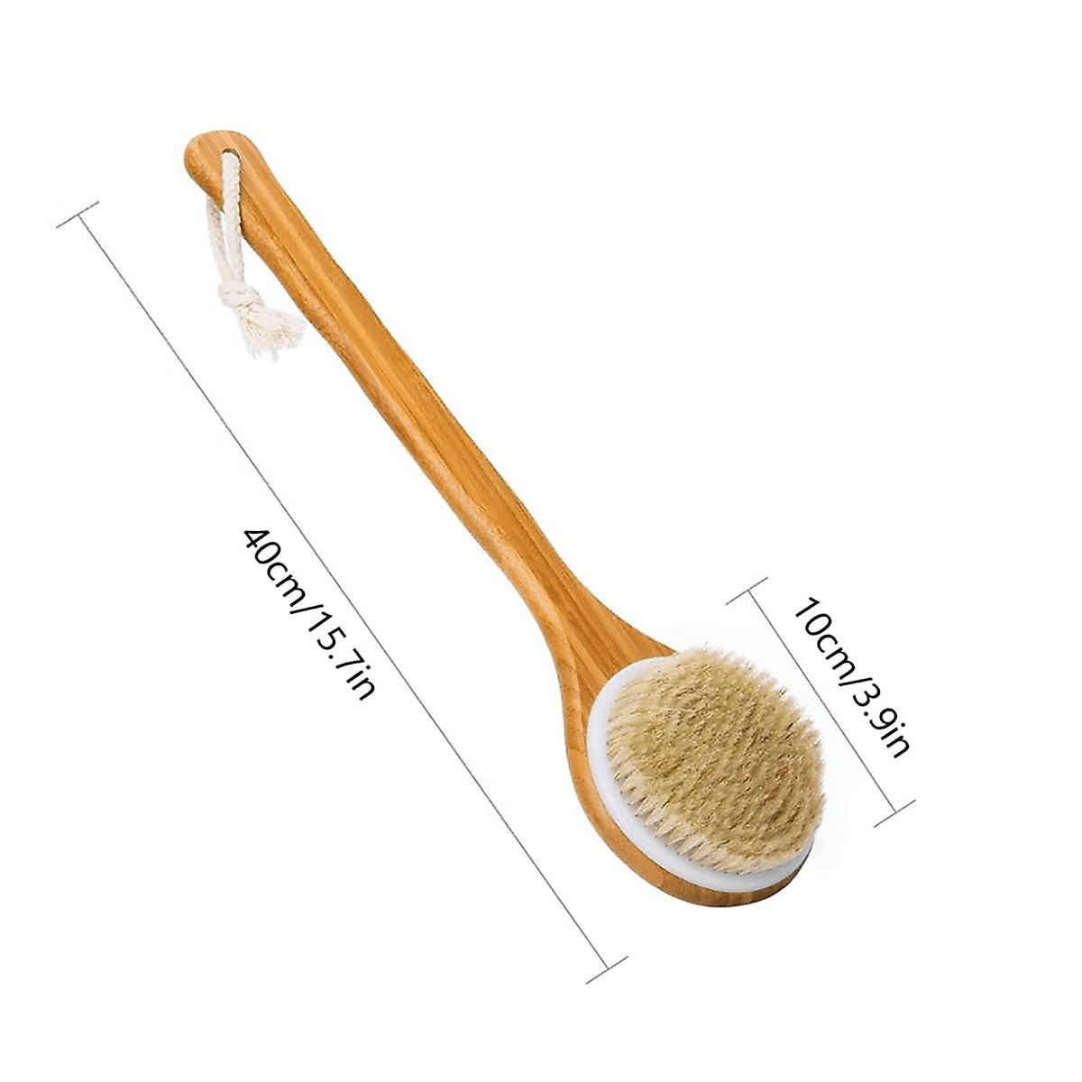 Minalo Best Bath Dry Body Brush -Natural Boar Bristles Shower Back Scrubber With Long Handle for Cellulite, Exfoliation, Detox