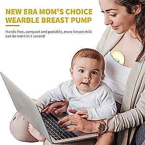 Wearable Breast Pump Electric,Hands Free 2 Modes 9 Levels Worn in-Bra Low Noise Painless Lactation Breastfeeding All-in-One Automatic Portable Hands Free Wireless Breast Pump Invisible 24mm (1Pc)