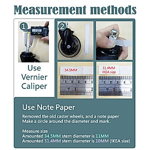 IKEA Office Chair Wheels Replacement for Hardwood Floor and Carpet, 10mm Stem Size, 2.5" Roller Blade Style, Replacement Rubber Chair Casters Set of 5 (Black/Clear)
