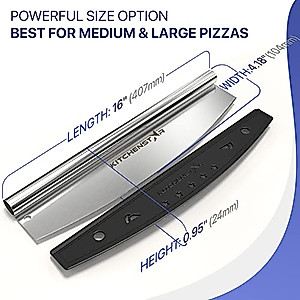 KitchenStar Pizza Cutter Rocker 16 inch + Pizza Paddle with Folding Handle (13 x 16.5") - Pizza Making Set Bundle