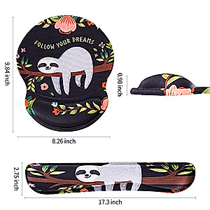 RICHEN Keyboard Wrist Rest and Mouse Pad with Wrist Support Set for Computer/Laptop/Mac,Gaming and Office, Durable & Comfortable & Lightweight for Easy Typing & Pain Relief (Sloth)