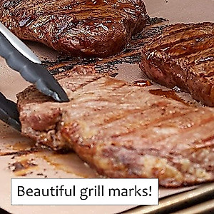 MiTBA Copper Grill Mat Set of 3-XL 100% Non-Stick BBQ Grill Mats, Reusable, and Easy to Clean- Works on Electric Grill Gas Charcoal BBQ and Oven- Will Get You Flawless Meat and a Clean Barbecue