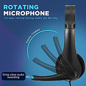 20 Pcs Classroom Headphone with Microphone Bulk On-ear Mic over Ear Headsets Kids Earphones Classroom Students Lightweight Children Class Headphones for School Office, Meetings, Chat, Black