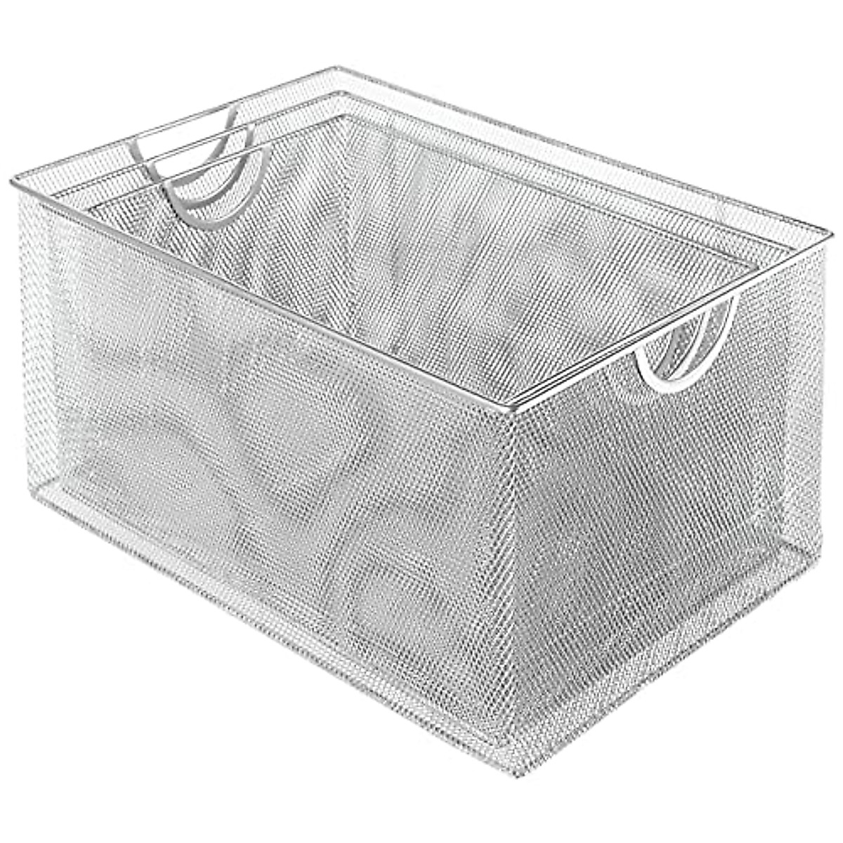YBM HOME 2321-1116-198set Open Bin Storage Basket Organizer, Set of 3 13.25 x 8.5, 12 x 8 & 14.5 x 9, Silver, 3 Count