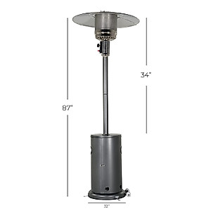 GRAND PATIO Outdoor Propane Heater with Wheels, 48,000 BTU Freestanding Mushroom 7' Powdercoated Steel LP Patio Heater with protective cover, Graphite
