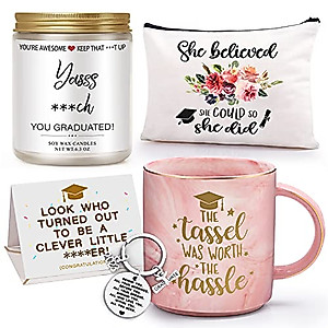 Graduation Gifts for Her 2023,Graduation Gifts The Tassel was Worth The Hassle-Graduation Coffee Mug Candles Keychain Set-College Student Gifts New Job Gift Graduated Women Congratulations Gifts